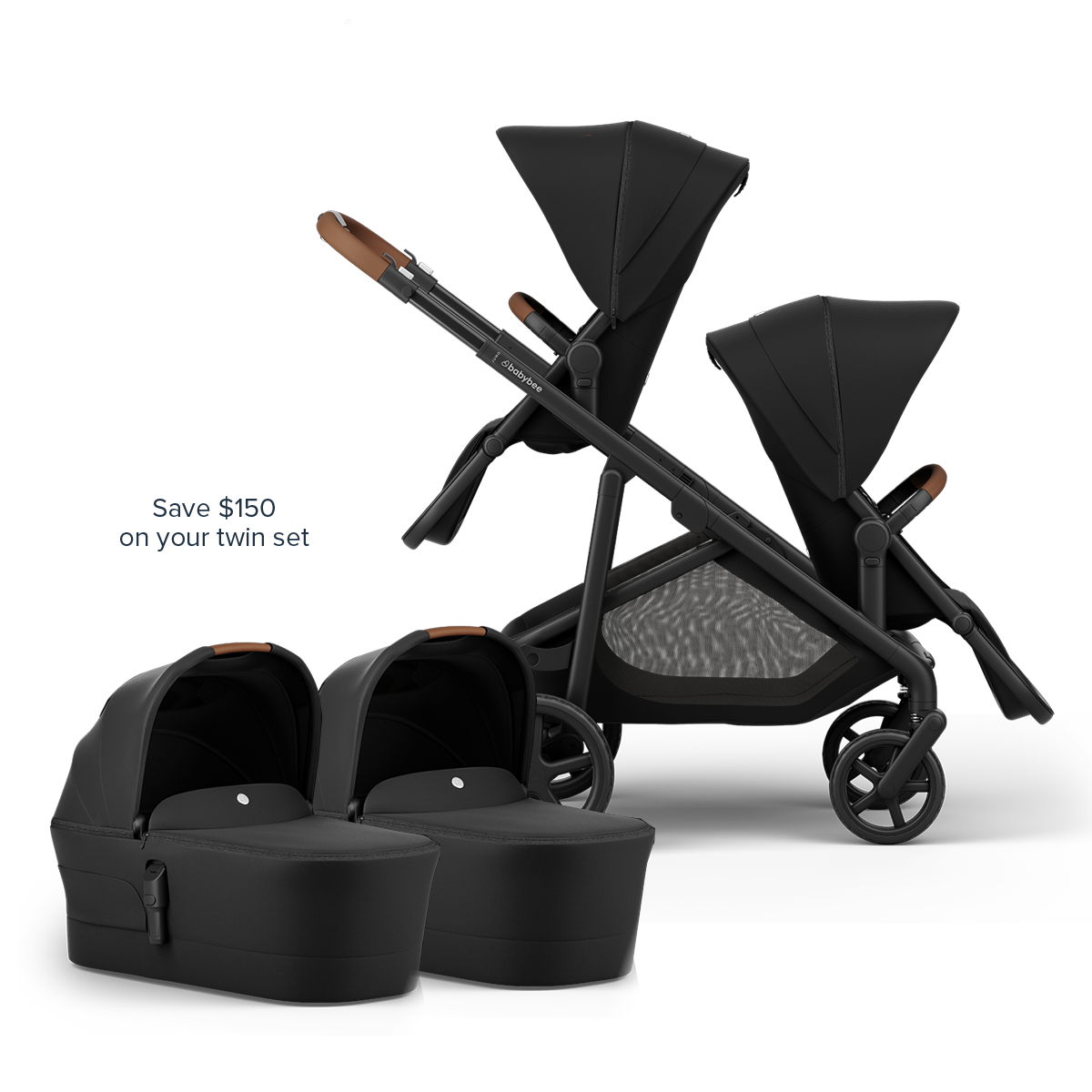 Babybee Juno Single to Double Pram